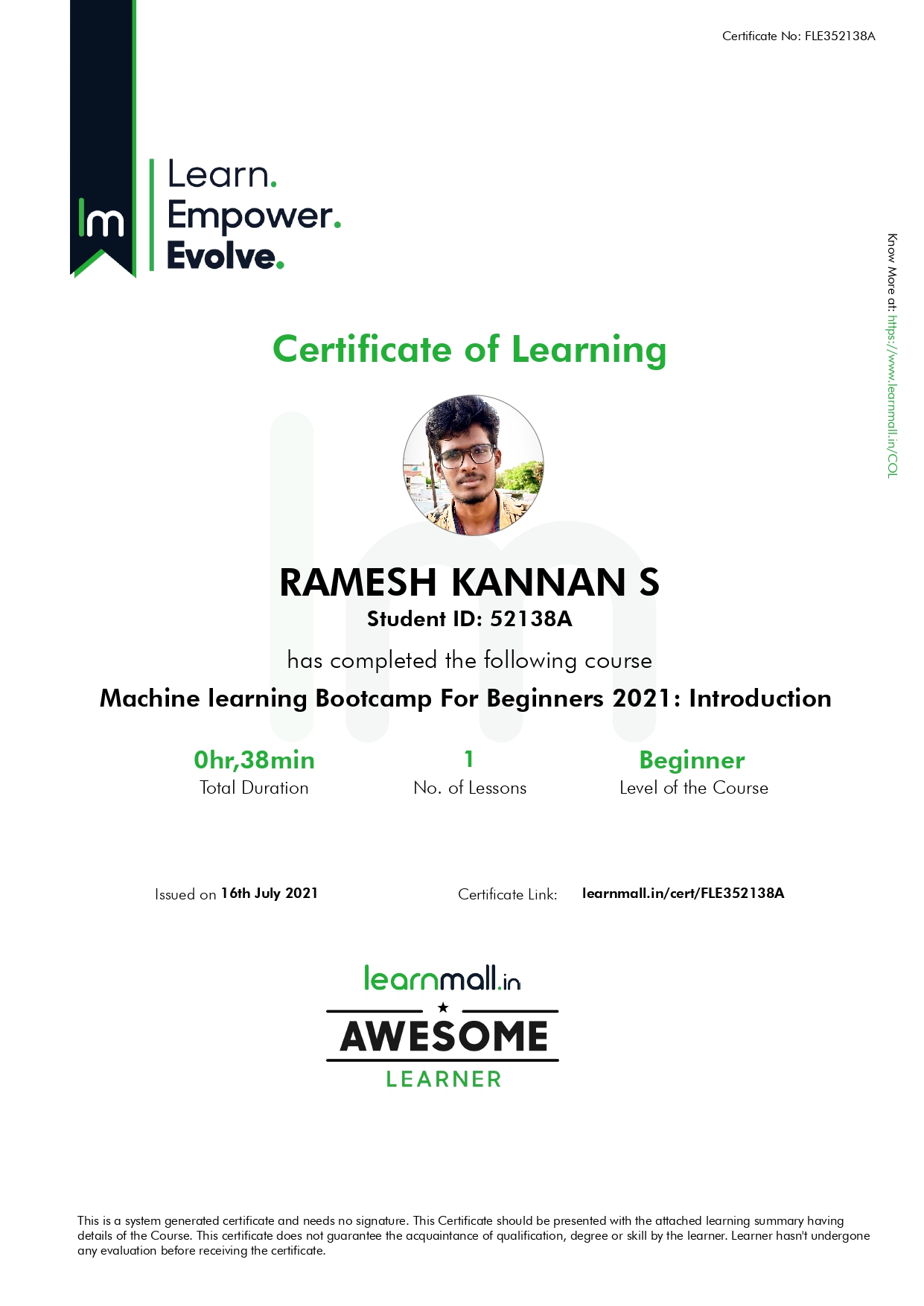 Mr.Ramesh Kannan Profotolia